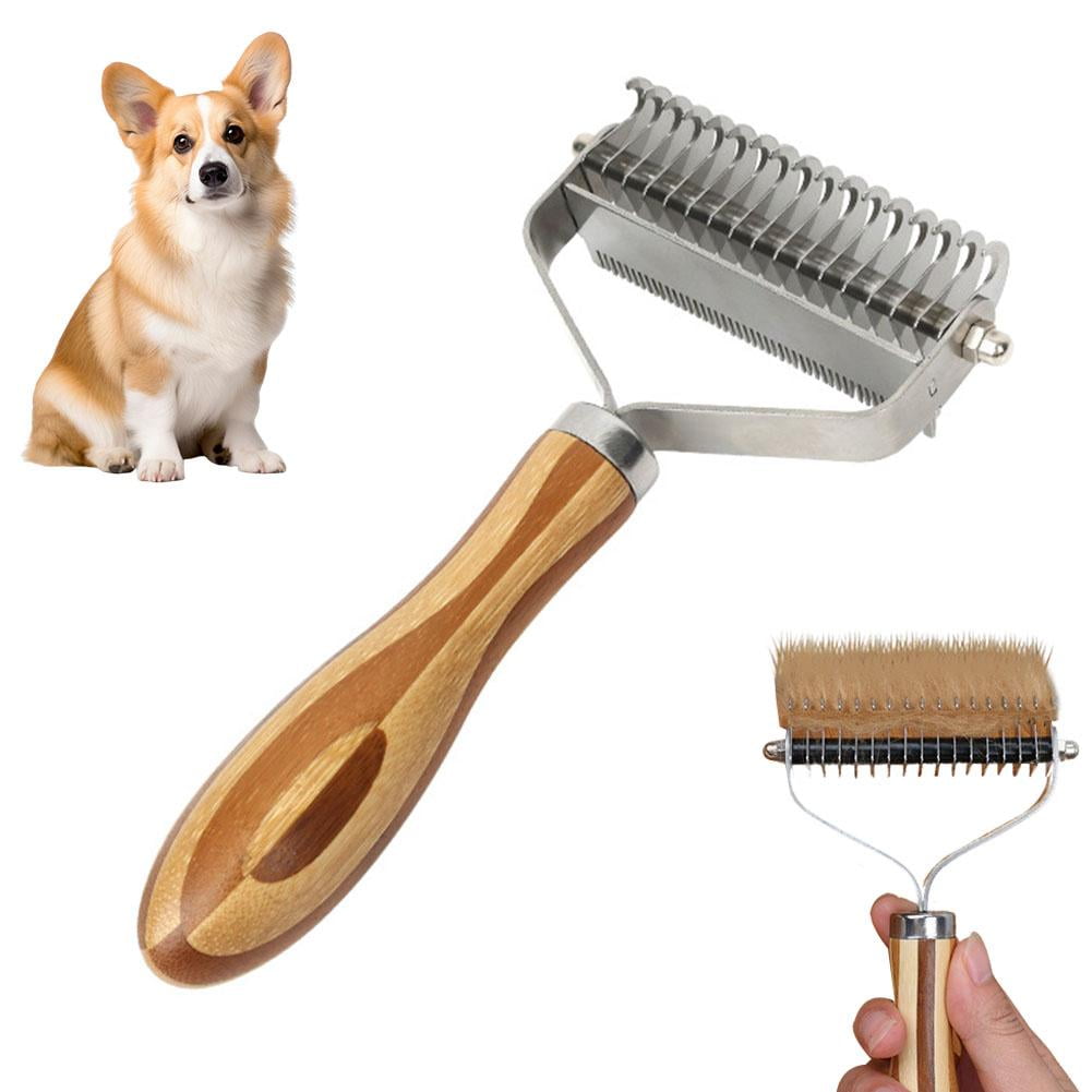 Bamboo Pet Comb for Long Haired Cats and Dogs with Metal Detangling ...