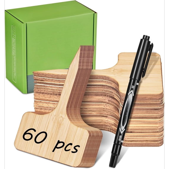 Bamboo Plant Labels 60Pcs Plant Tags for Seedling T-Type Tags for ...