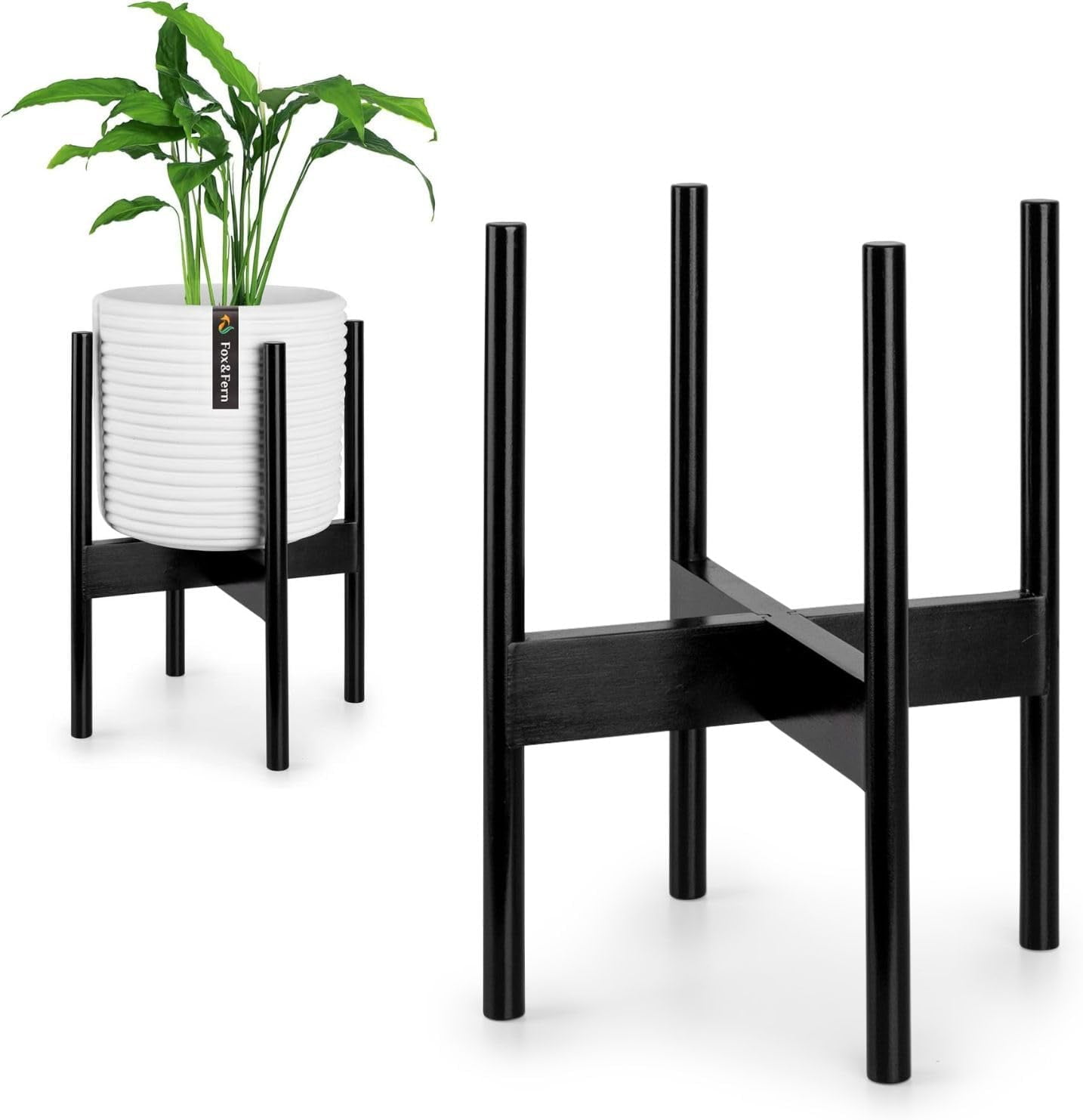 Bamboo Plant Stand 10 Inch Fixed Size Mid Century Plant Stand for ...