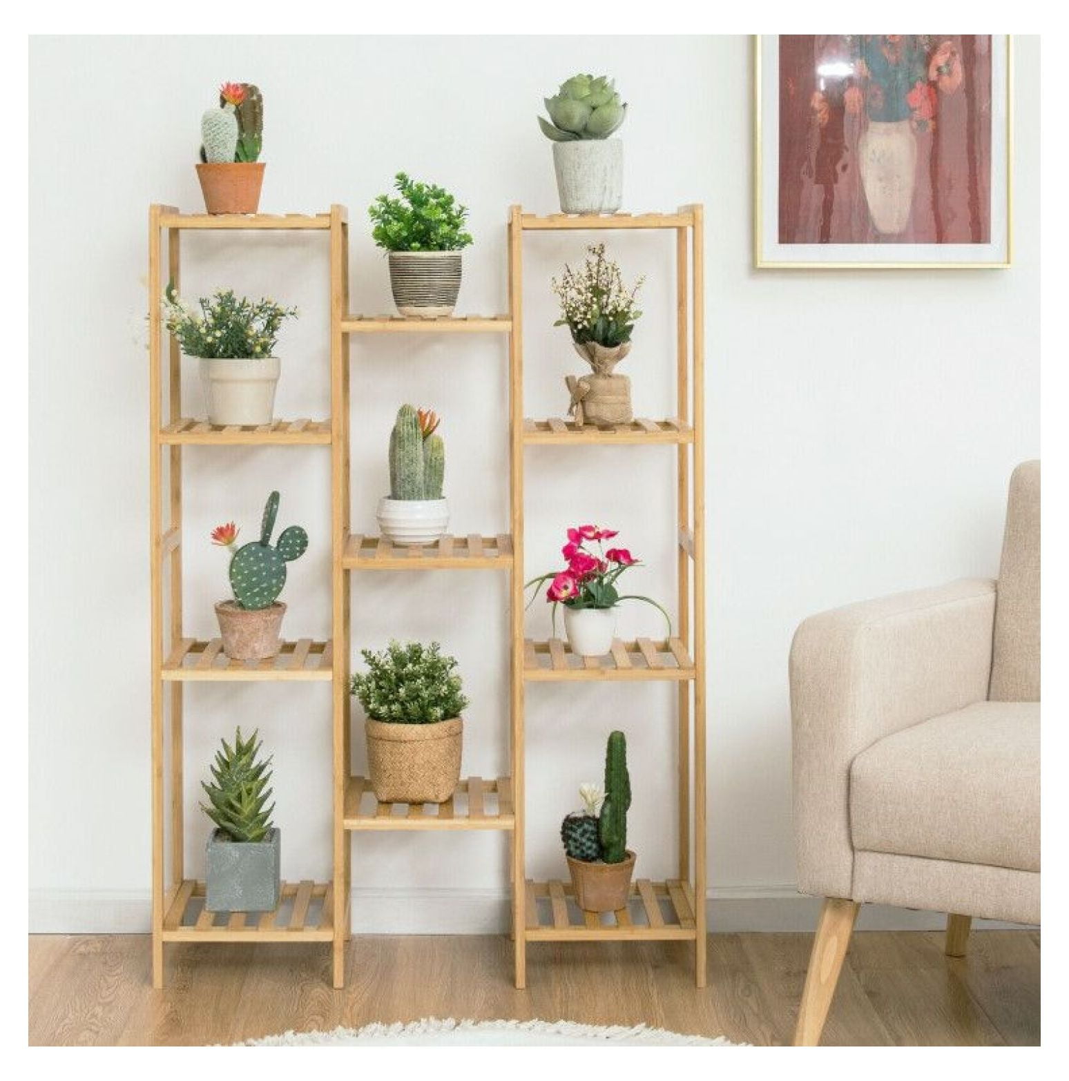 Bamboo Plant Stand 11-Tier, Indoor Outdoor Plant Shelves for Living ...