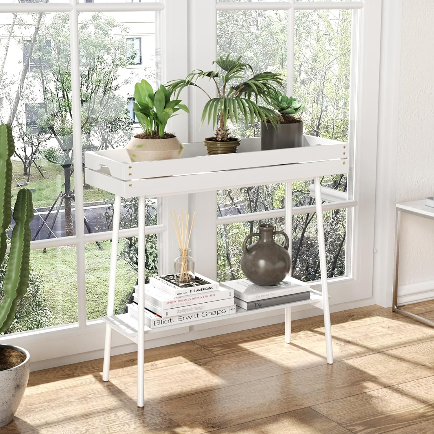 Bamboo Plant Stand Indoor, 2 Tier Small Plant Table, Tall Plant Stand ...