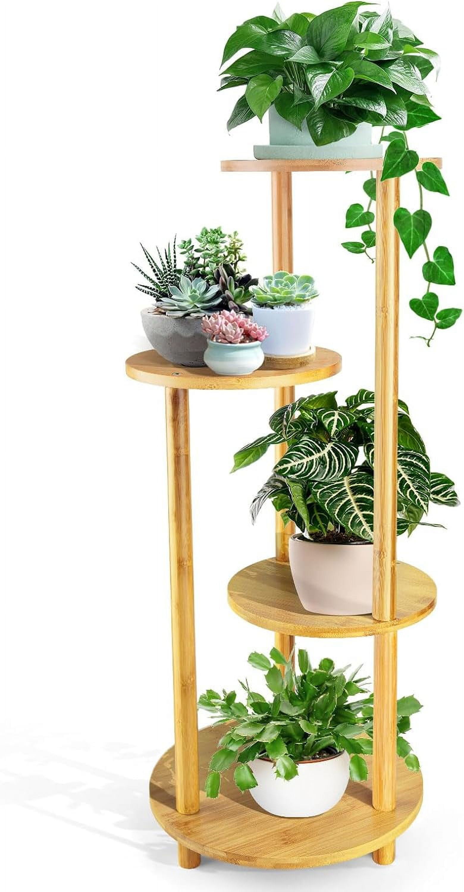 Bamboo Plant Stand Indoor, 4-Tier Planter Shelf for Multiple Plants ...