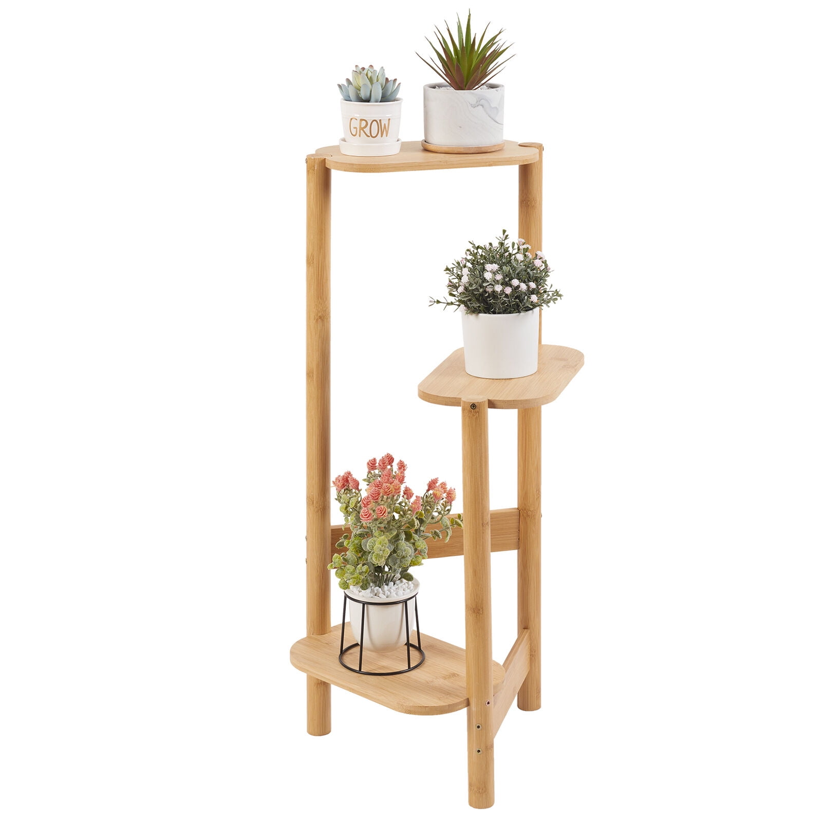 Bamboo Plant Stand Indoor Outdoor, 3 Tier Tall Corner Flower Rack ...