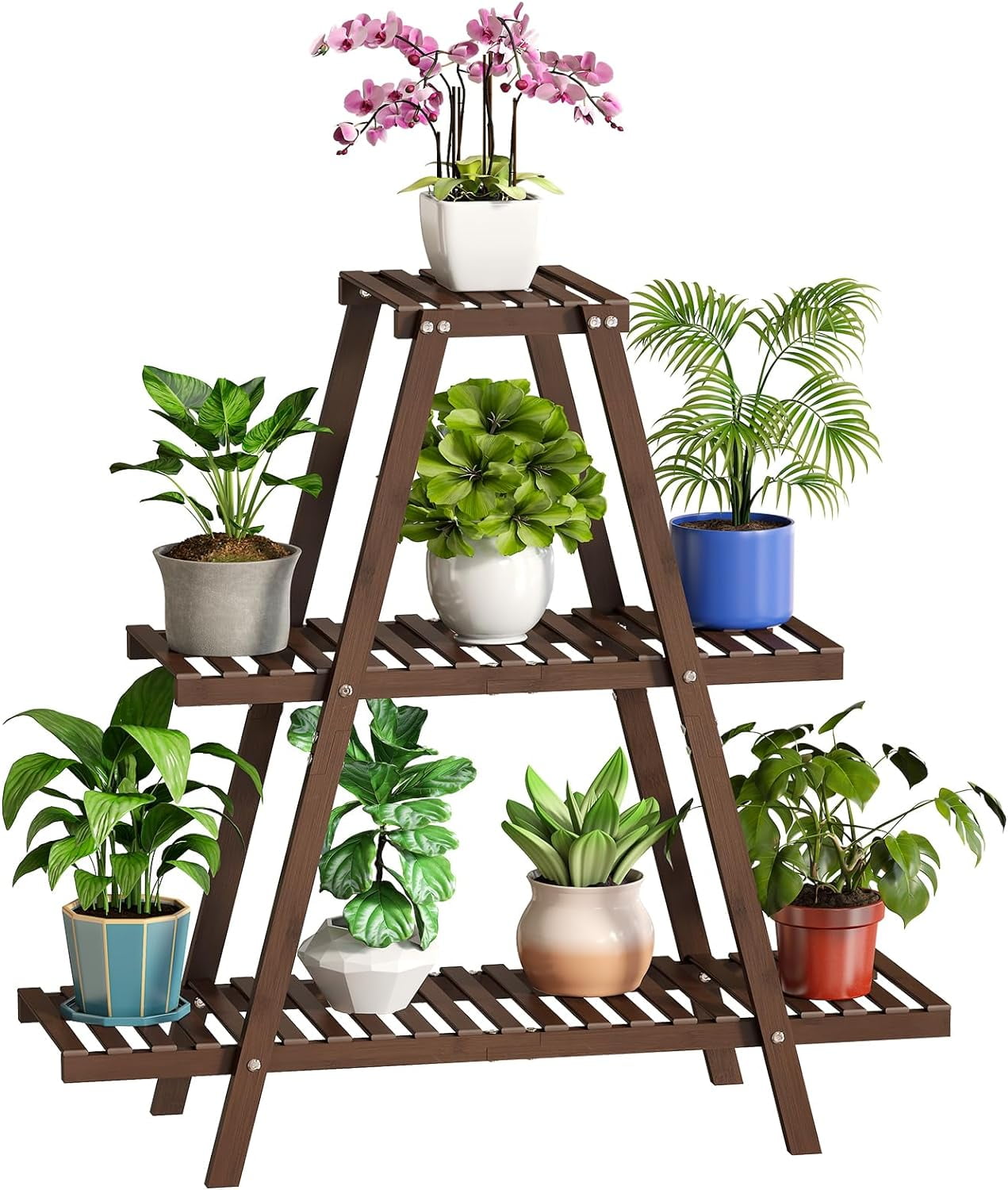 Bamboo Plant Stand For Indoor Outdoor Tiered Plant Shelf 3 Tier 8 ...