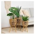 Bamboo Plant Stand Set of 3 - Indoor Outdoor Plant Pots with Legs - 26 ...