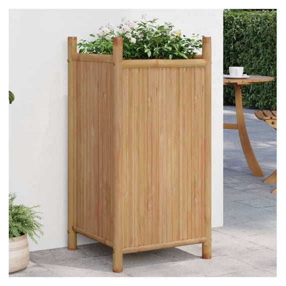 Bamboo Planter Box, 15.7x15.7x31.5in - Decorative Inlay Plant Container ...