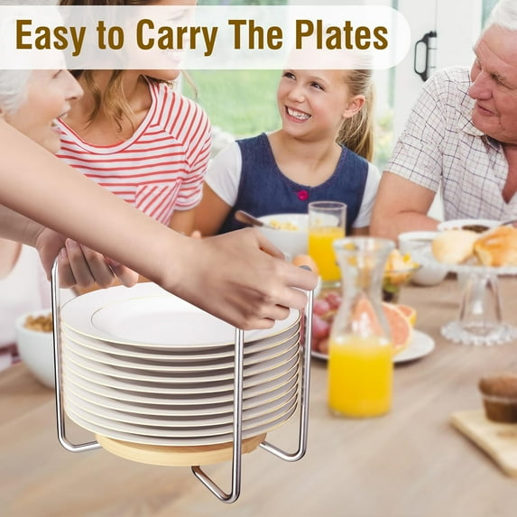 Bamboo Plate Holder for Kitchen Drawers - Adjustable Stainless Steel ...