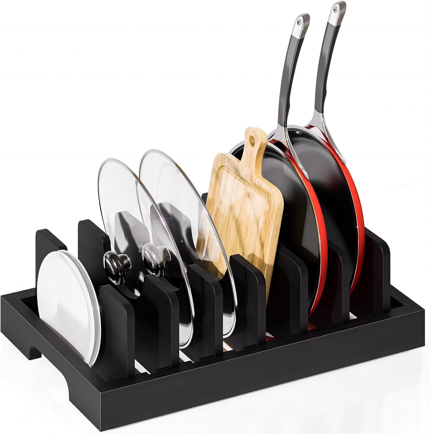 Bamboo Pot and Pan Organizer, Pot Lid Organizer Holder Rack for ...