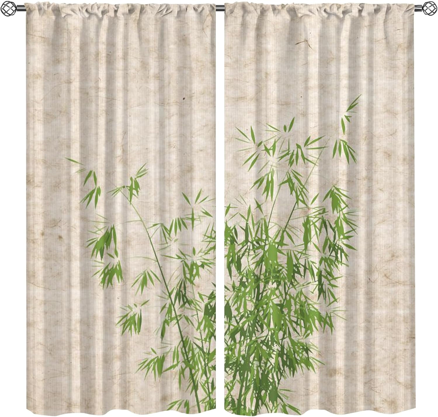 Bamboo Print Curtains 42x63in - Asia Japanese Nature Home Decorative ...
