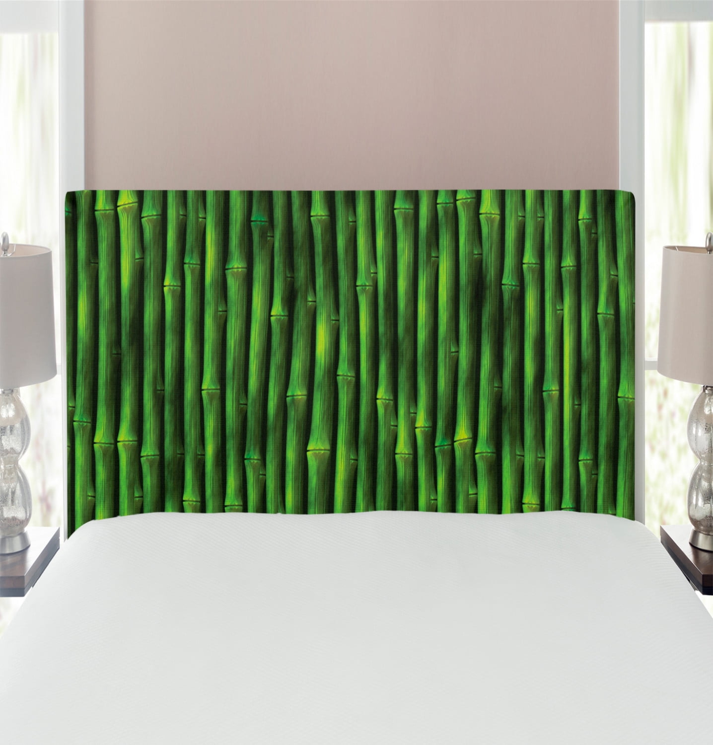 Bamboo Print Headboard, Bamboo Stems Pattern Tropical Nature Inspired ...