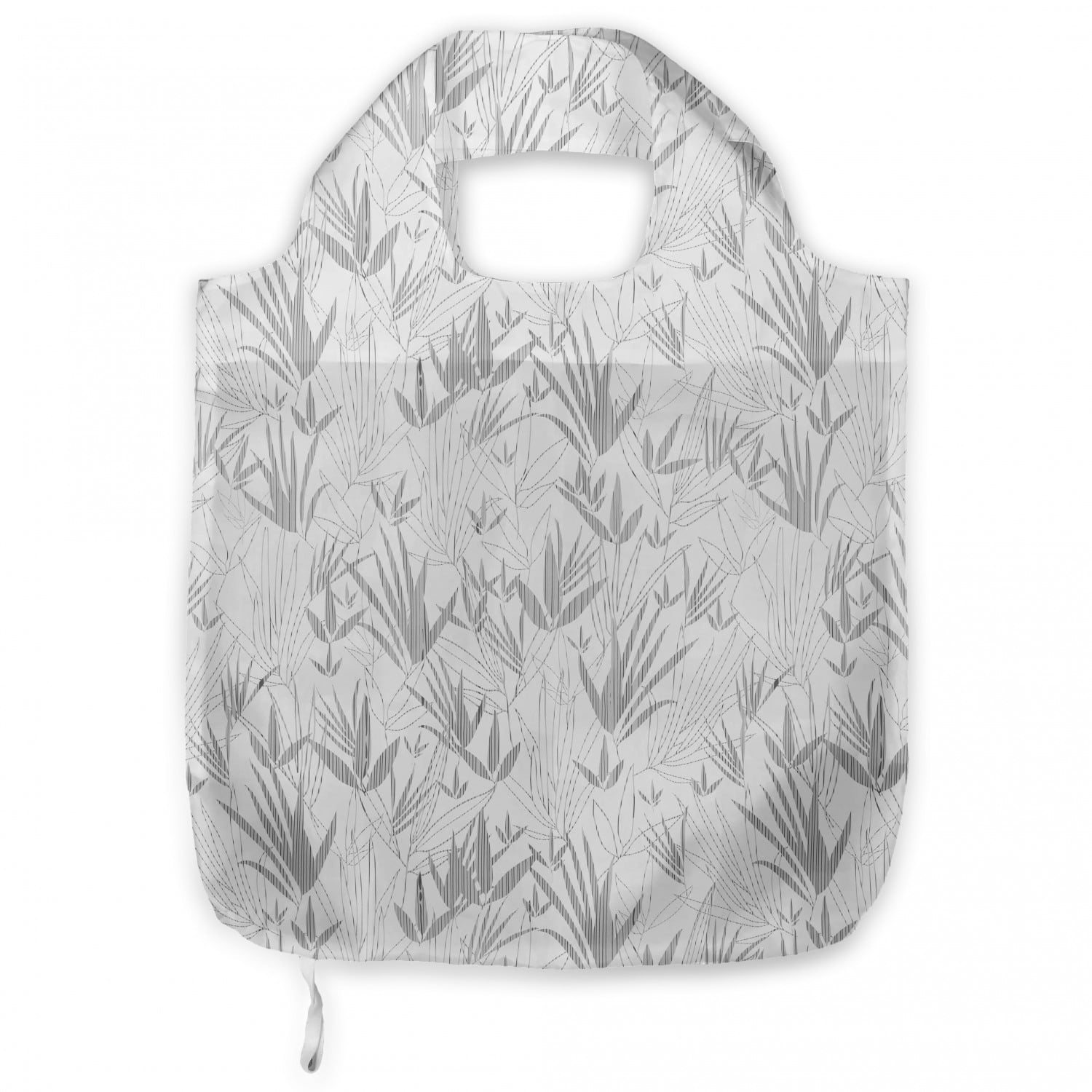 Bamboo Print Reusable Grocery Bag, Greyscale Illustration of Abstract ...