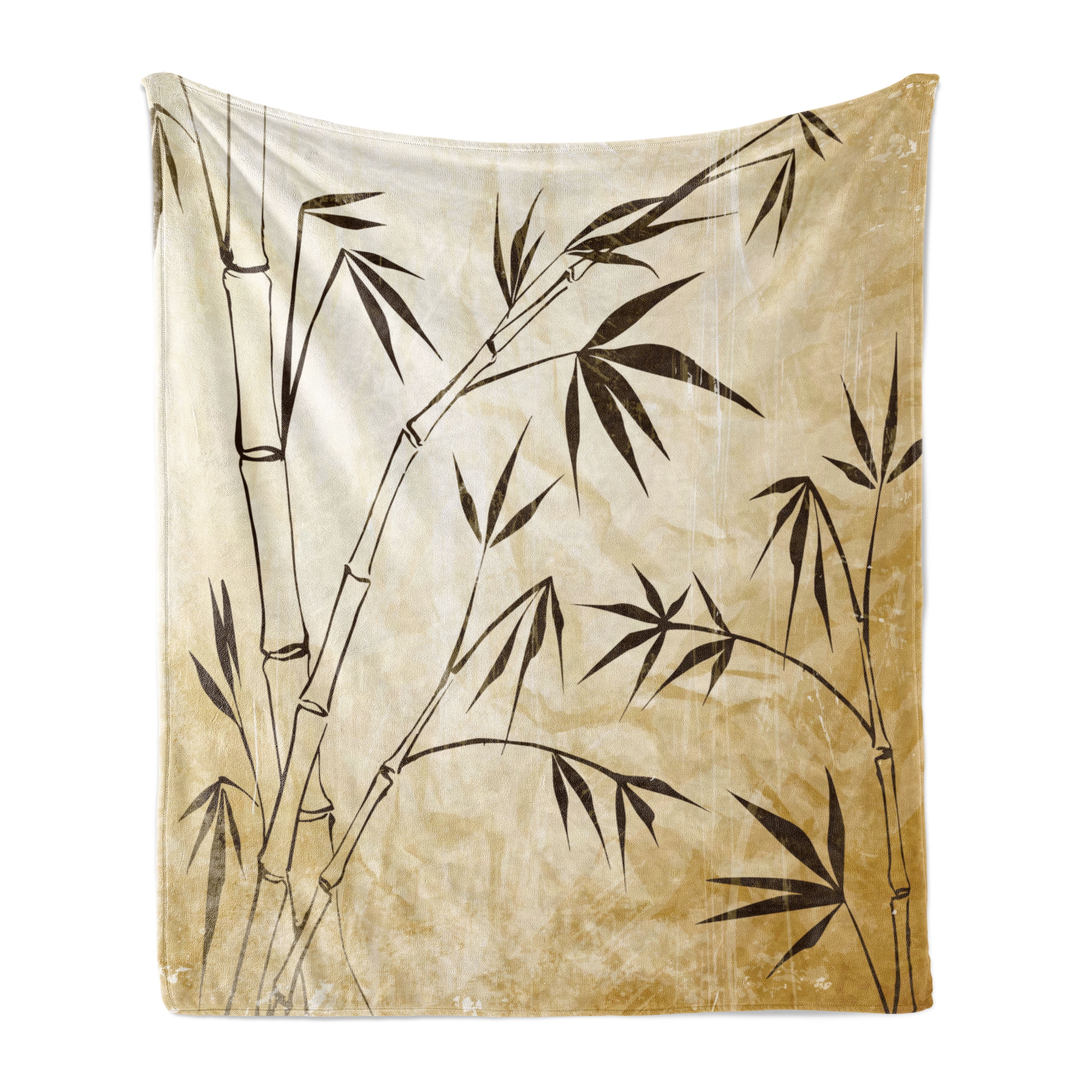 Bamboo Print Soft Flannel Fleece Throw Blanket, Gradient Bamboo Leaves ...