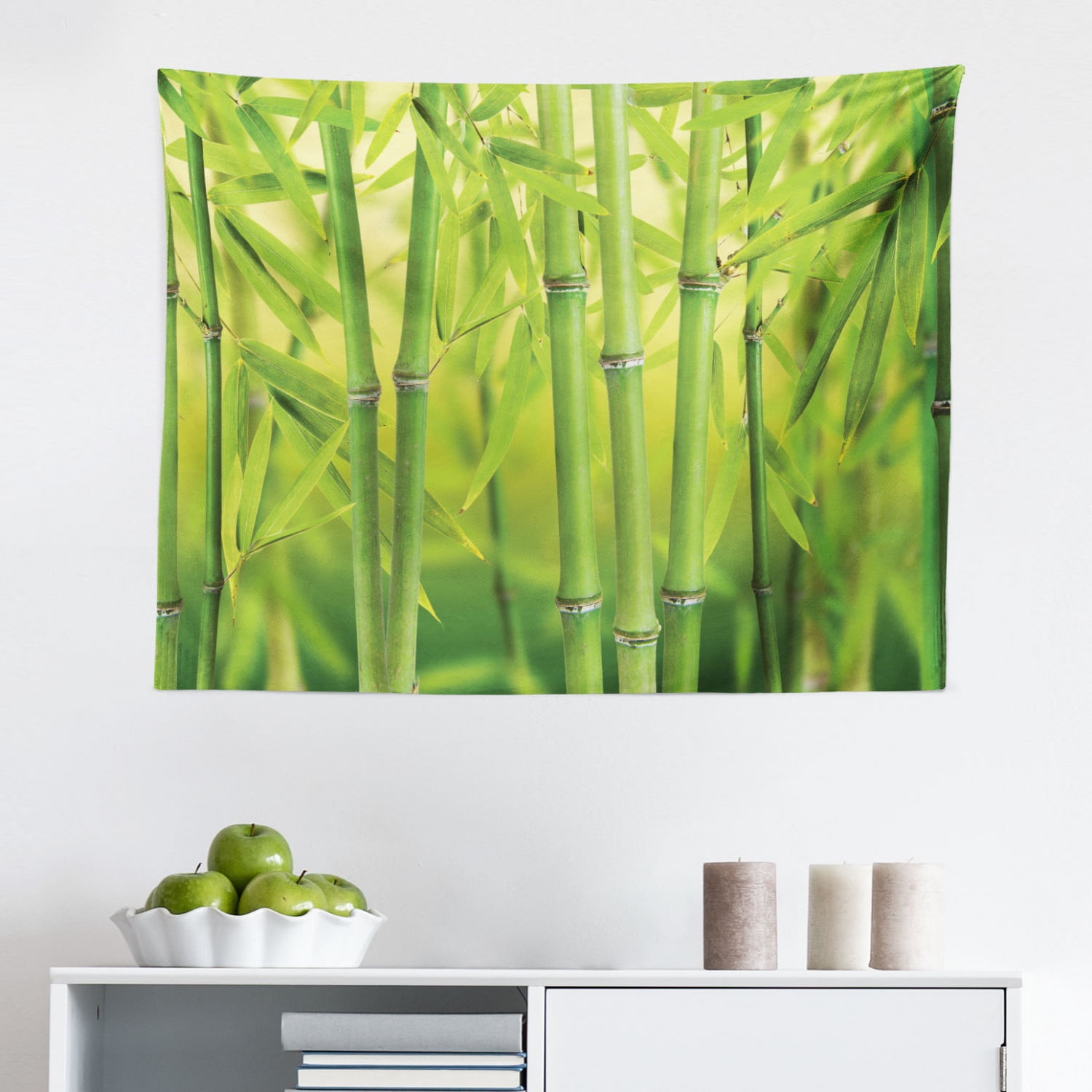 Bamboo Print Tapestry, Tropical Rain Forest Tall Bamboo Trees in Grove ...