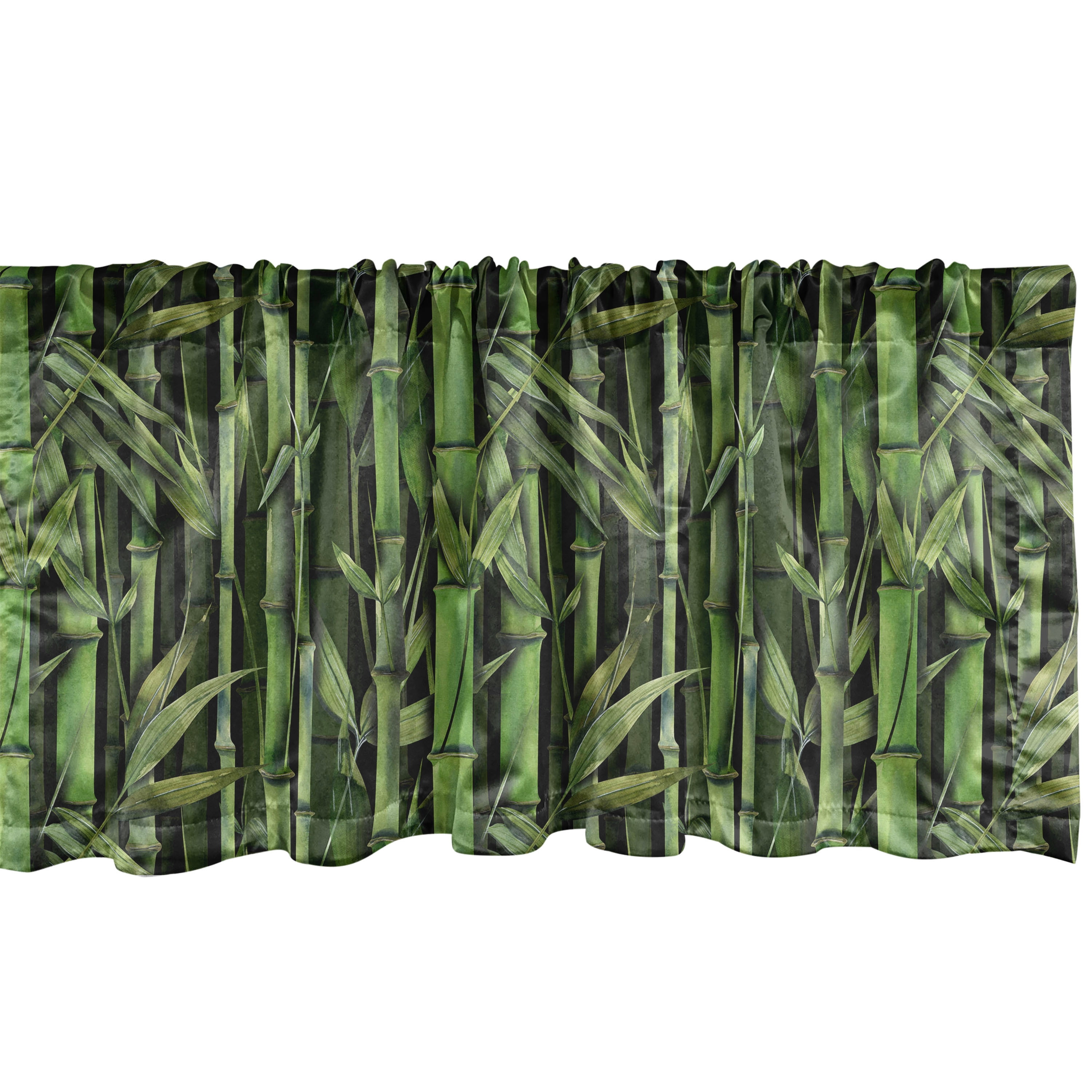 Bamboo Print Window Valance, Asian Forest Leaves Stick Like Branches ...