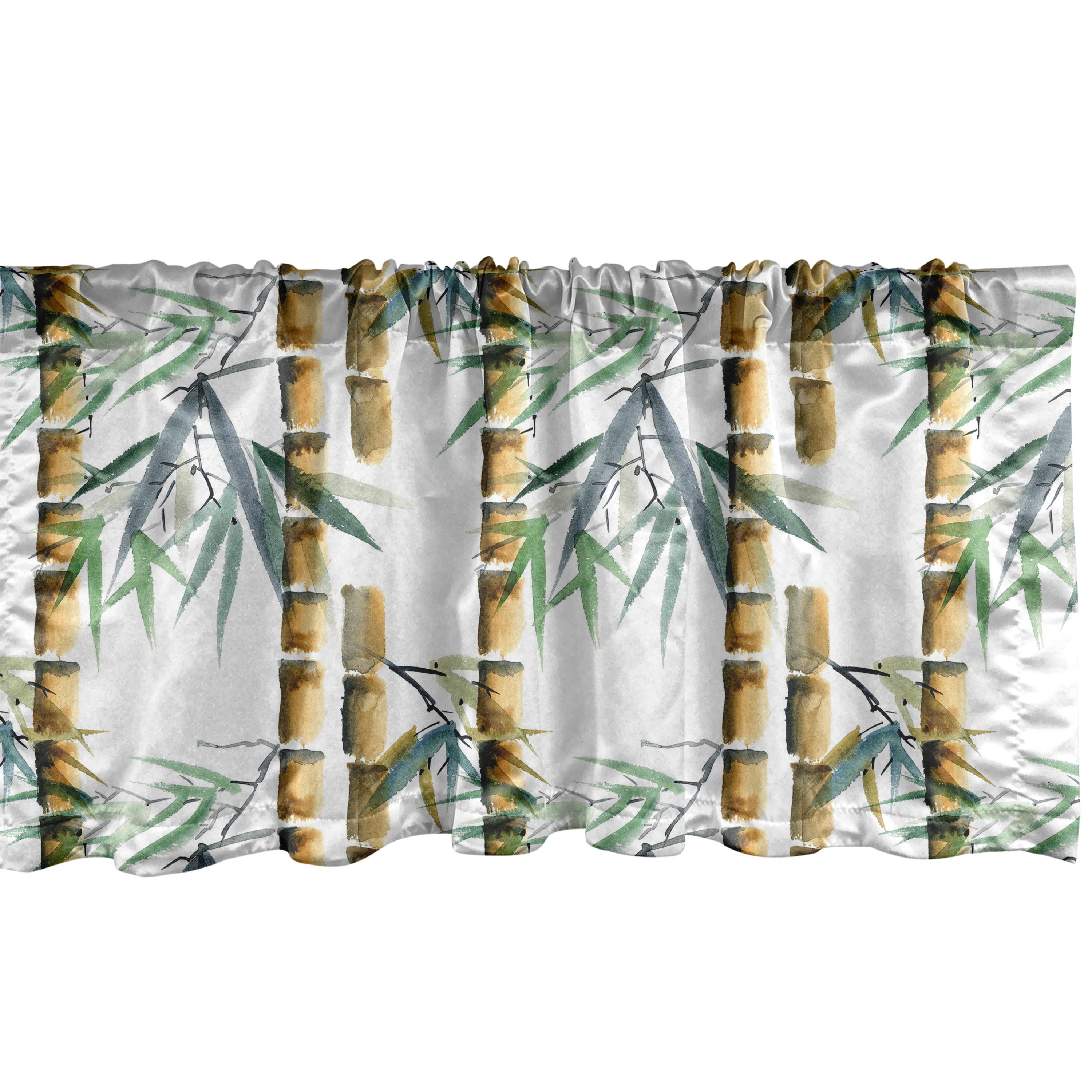 Bamboo Print Window Valance, Exotic Concept Branches and Leaves Pattern ...