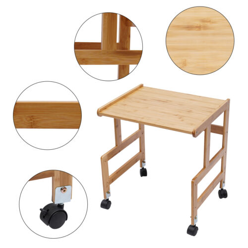 Bamboo Printer Cart Mobile Office Books Plant Storage Shelf Rolling ...