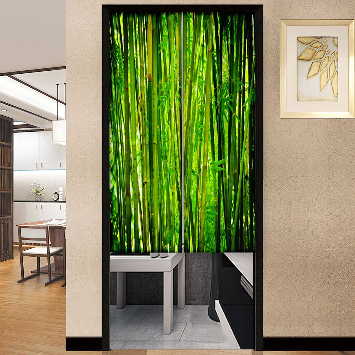 Bamboo Printing Japanese Door Curtain Dust Proof Kitchen Partition ...