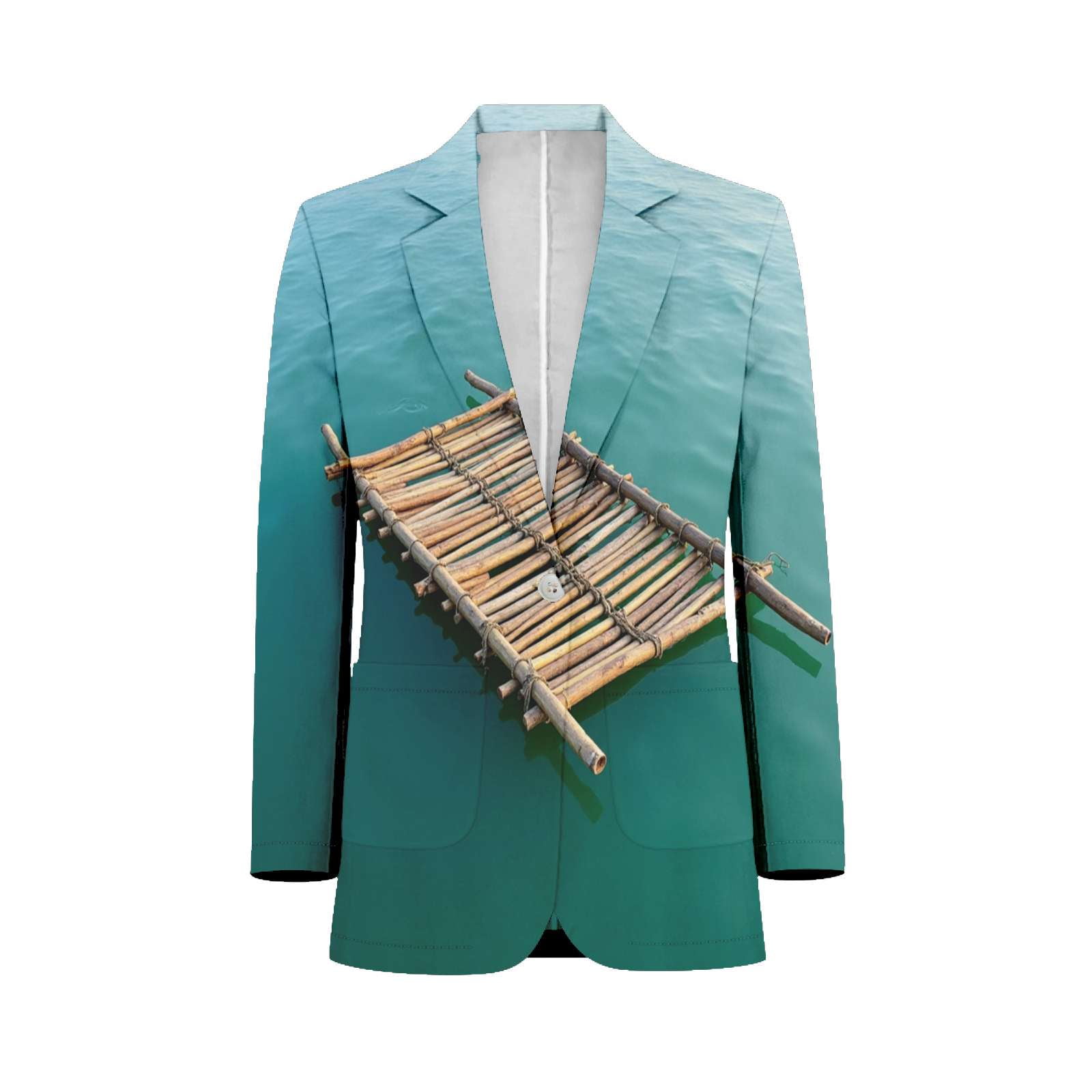 Bamboo Raft Floating On Water Mens Suits Shawl Collar Slim Fit Suit ...