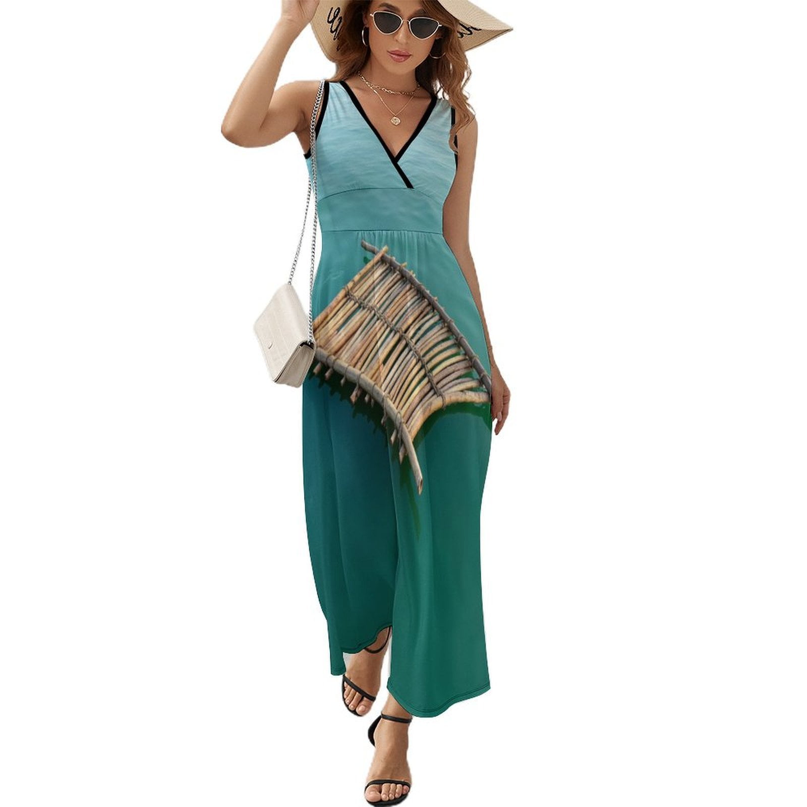 Bamboo Raft Floating on Water Dress Fashion Boho Beach Long Dresses ...