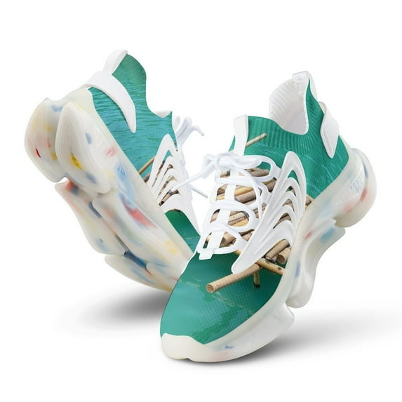 Bamboo Raft on Turquoise Water Walking Shoes for Men Woman Lightweight ...