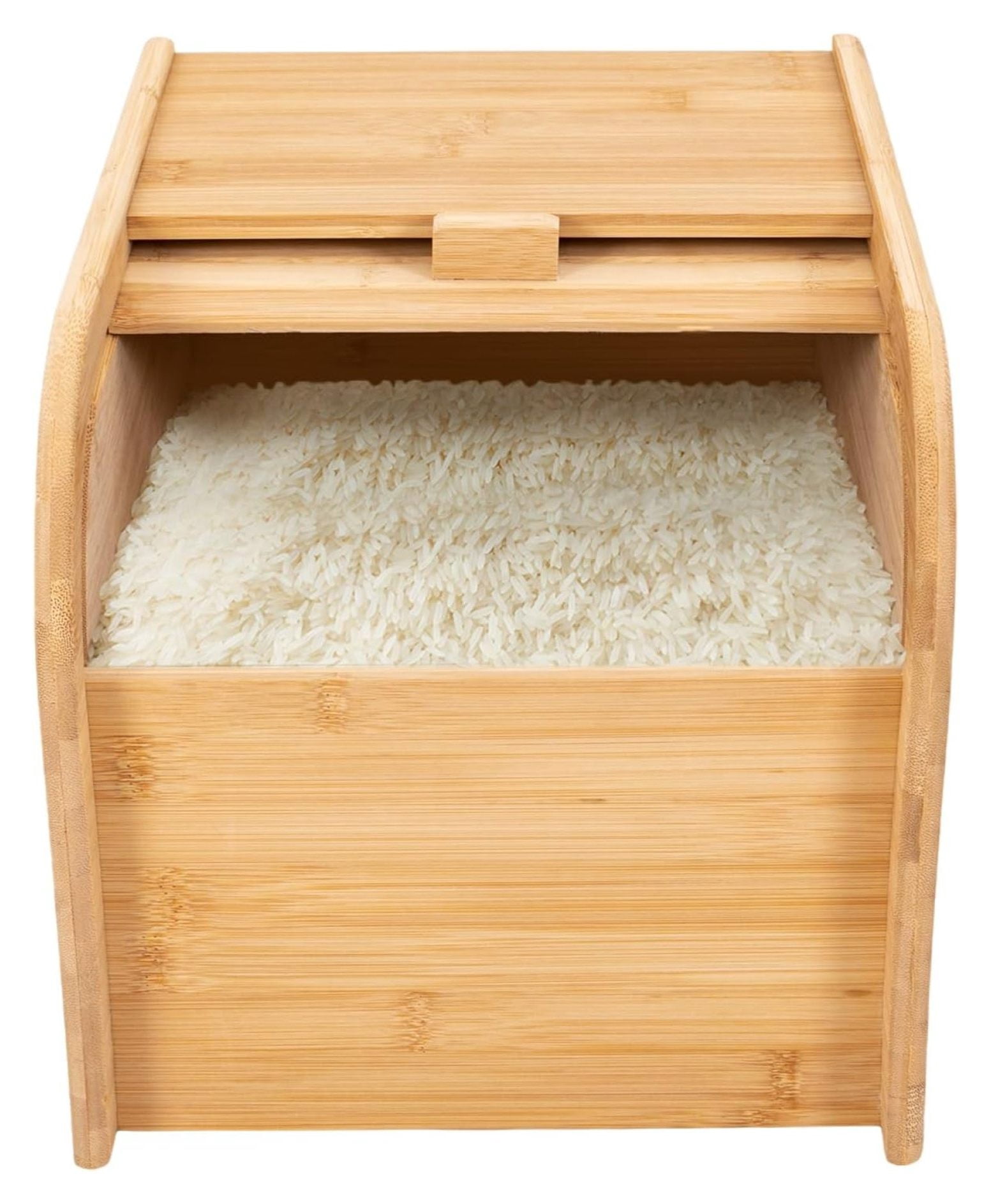 Bamboo Rice Storage Container, 22 Lbs Wooden Cereal Containers Storage ...