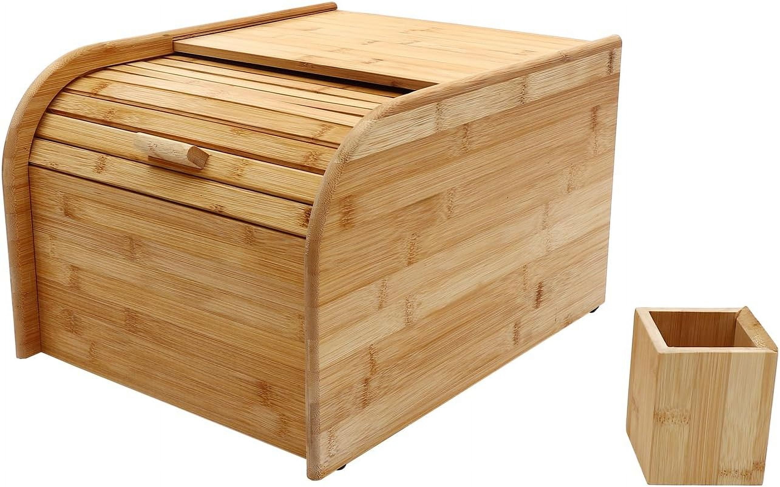 Bamboo Rice Storage Container,33Lbs Wooden Cereal Containers Storage ...