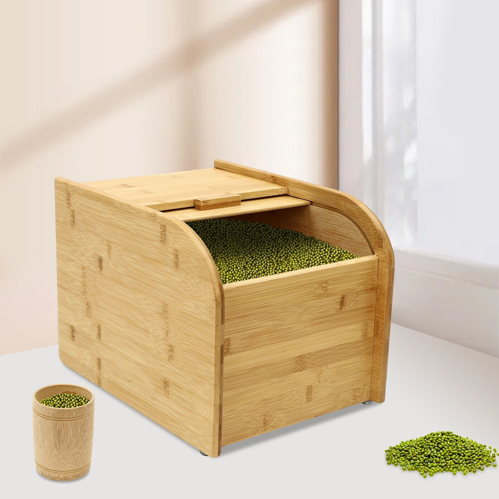 Bamboo Rice Storage Container,Dry Storage Cereal Rice Container Box ...