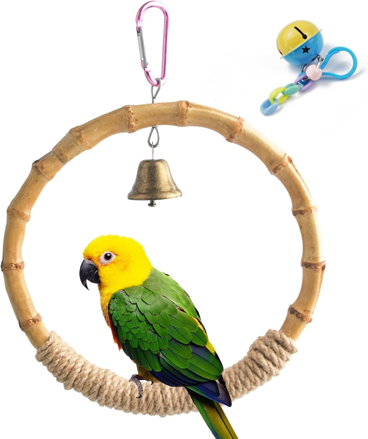 Bamboo Ring Bird Swing Perch,Large Circle Cage Hanging Toys,Bird Perch ...