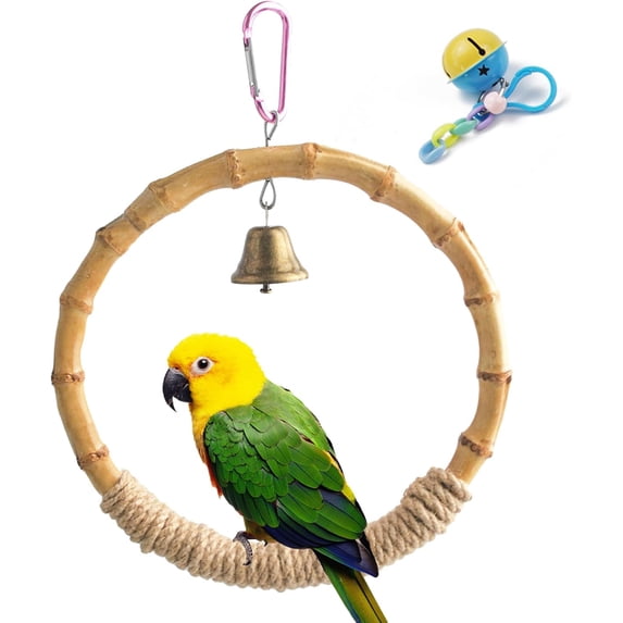 Bamboo Ring Bird Swing Perch,Large Circle Cage Hanging Toys,Bird Perch ...