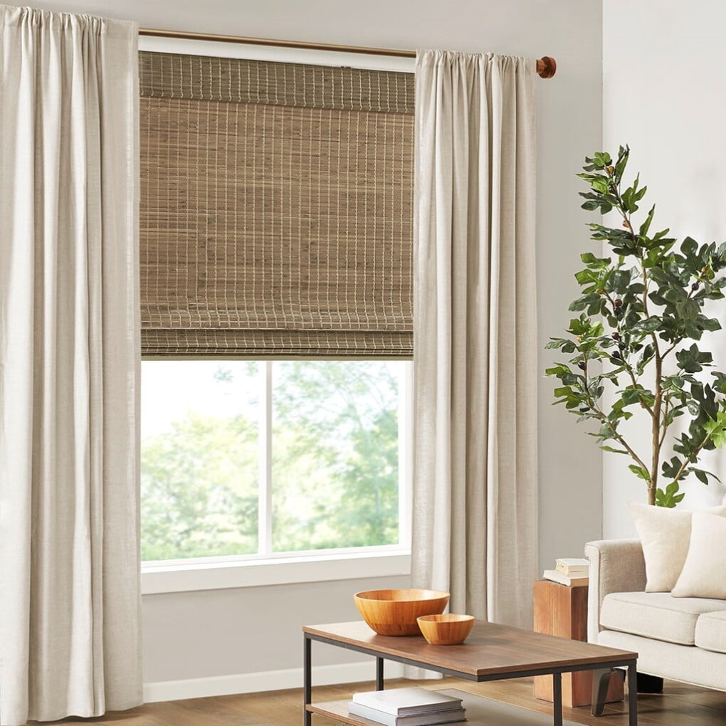 Bamboo Roman Window Shades with Cordless Lift Mechanism, Light ...