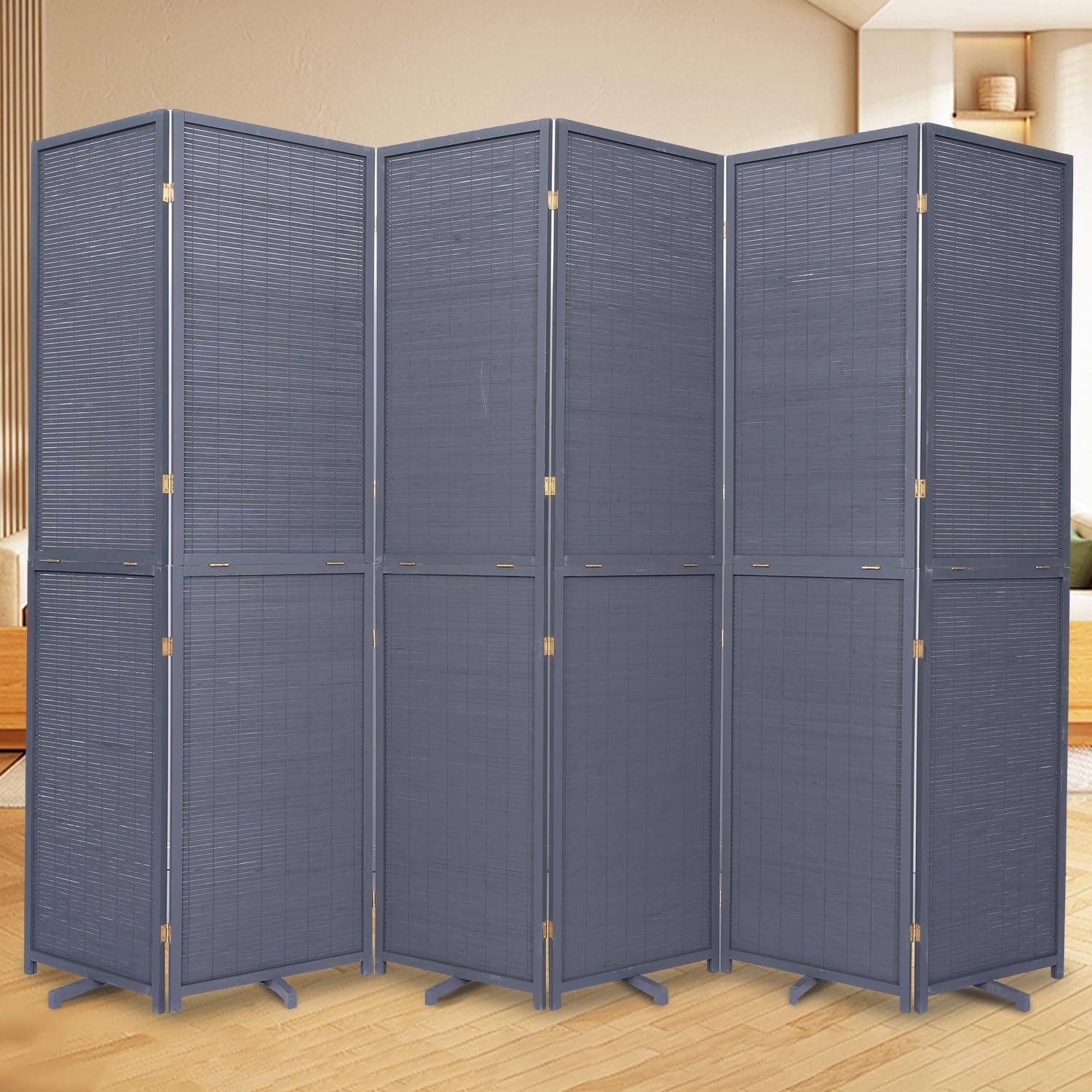 Bamboo Room Divider Folding Privacy Screens, Wall Divider for Room ...