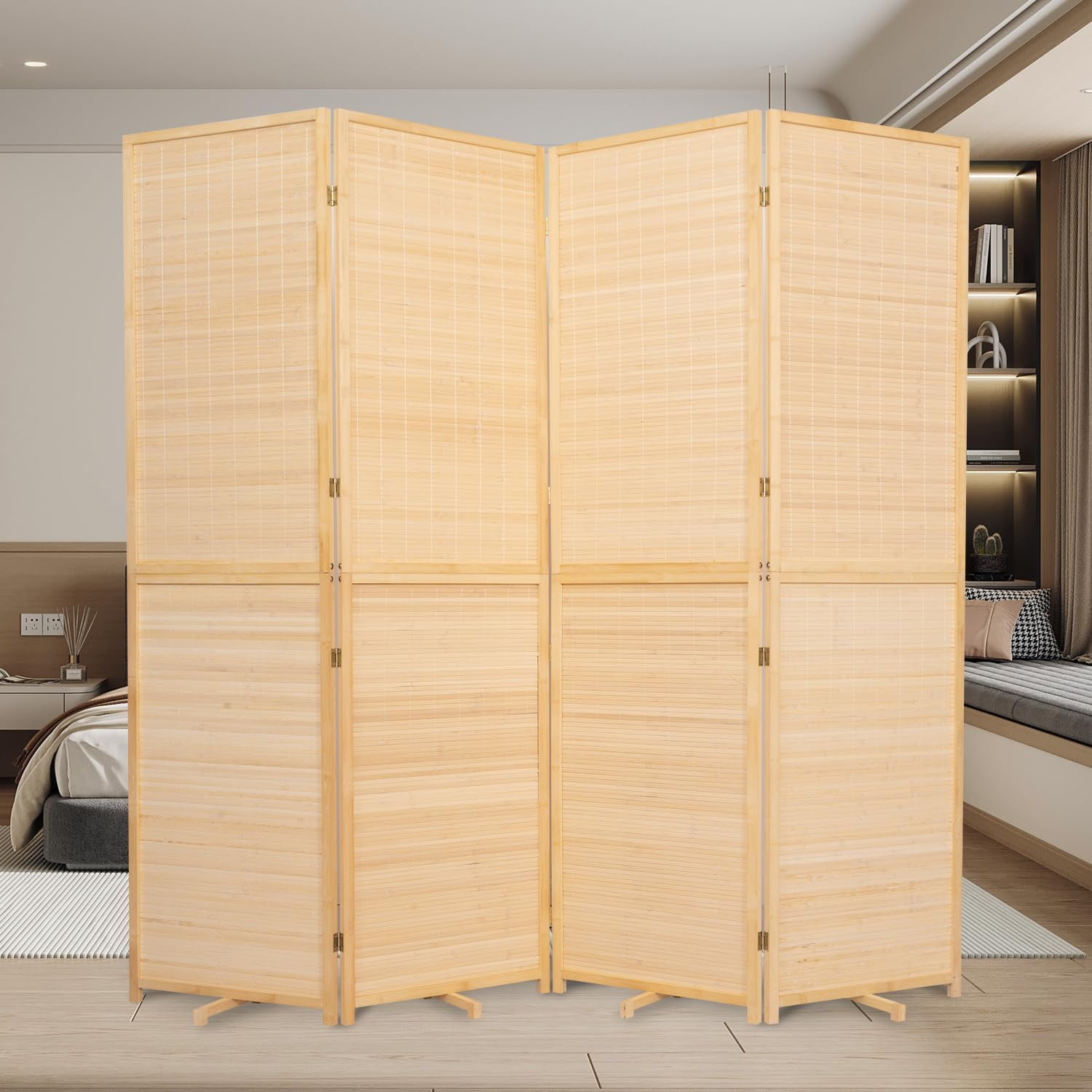 Bamboo Room Divider Folding Privacy Screens, Wall Divider for Room ...