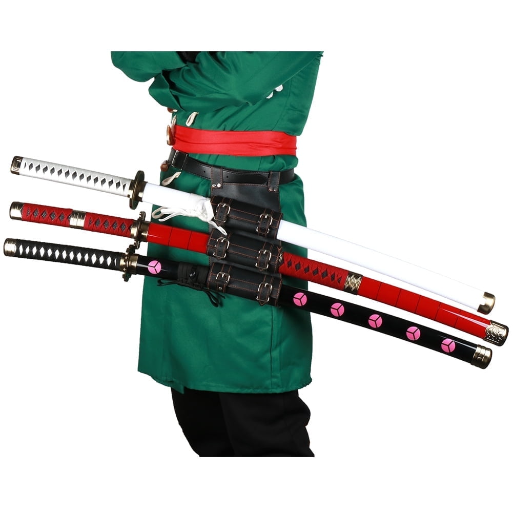 Bamboo Roronoa Zoro Sword Set 41 inches with Belt Holder Stand, Shusui ...