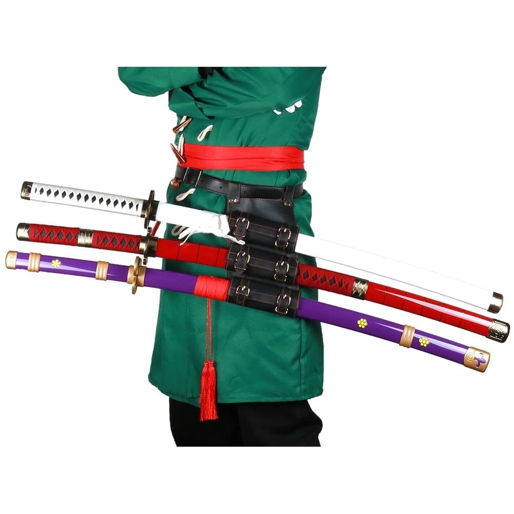Bamboo Roronoa Zoro Sword Set 41 inches with Belt Holder Stand, Yama ...