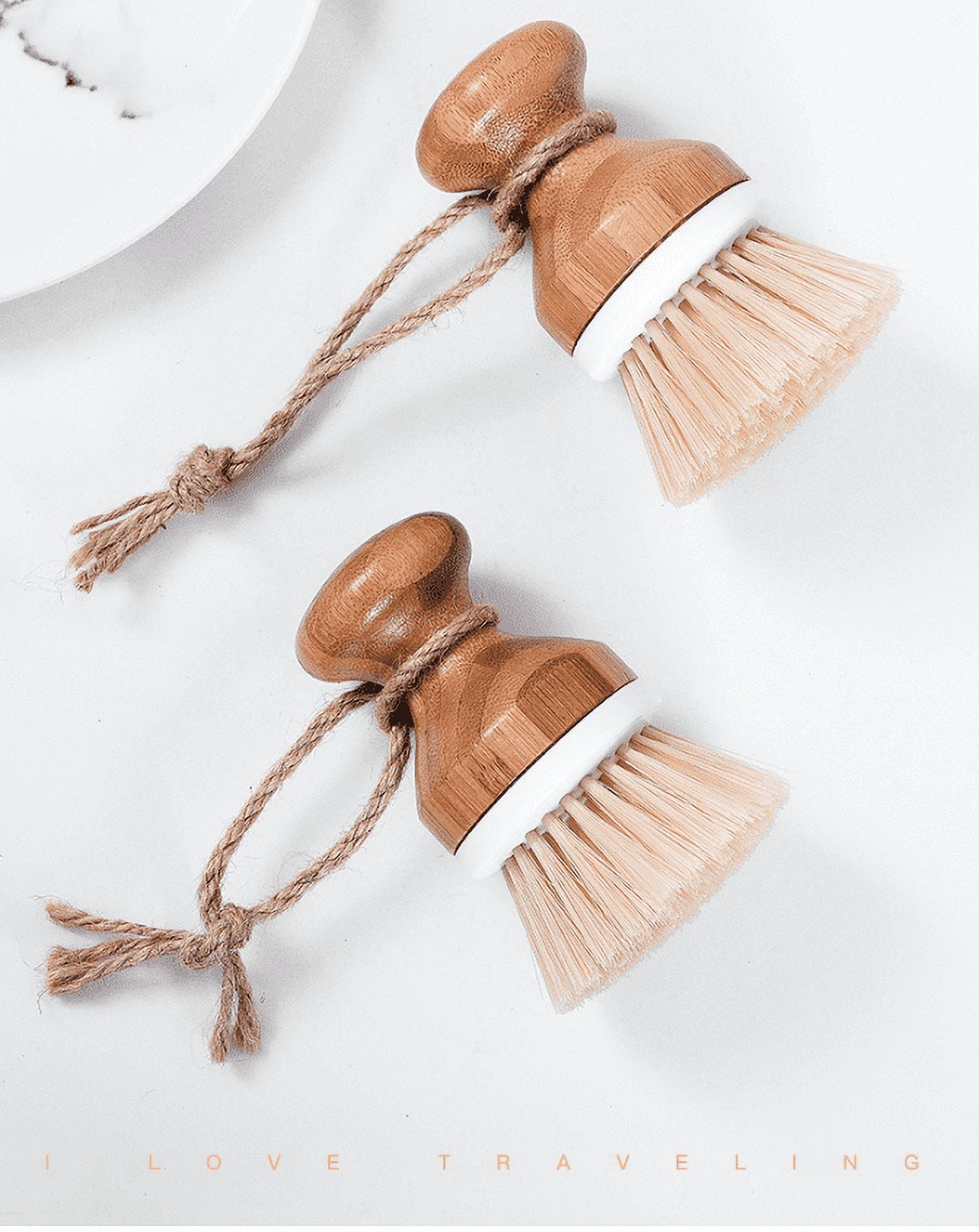 Bamboo Round Mini Palm Scrub Brush, Stiff Bristles - Wet Cleaning ...