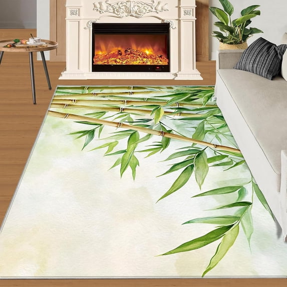 Bamboo Rugs for Bedroom, Plants Rug Home Decor, Green Bamboo Area Rug ...