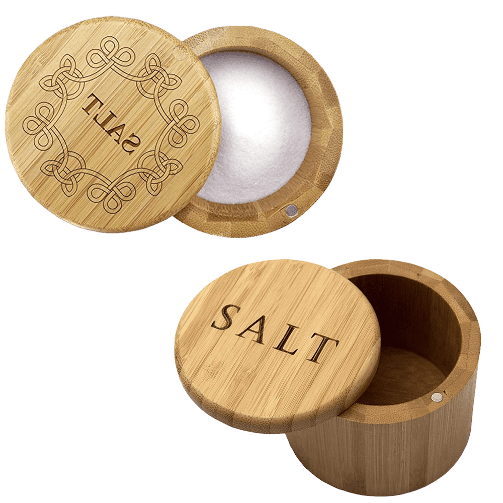 Bamboo Salt Box, Salt Container With Lid, Salt Shaker, Bowl with ...