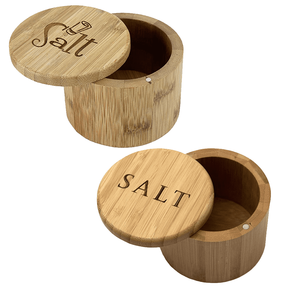 Bamboo Salt Box, Salt Container With Lid, Salt Shaker, Bowl with ...