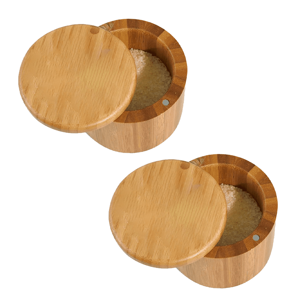 Bamboo Salt Box,Salt Holder With Lid, Salt Shaker, Cumin and Pepper ...
