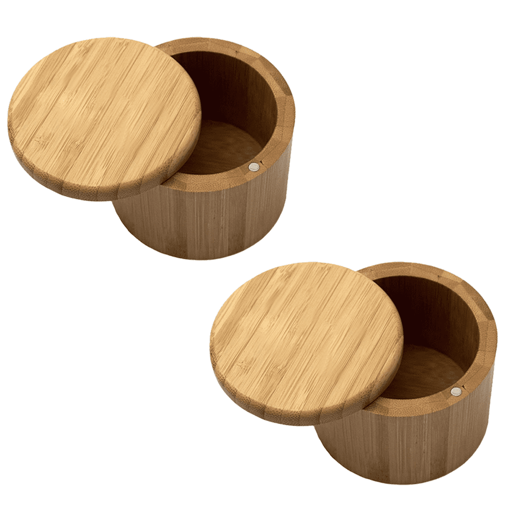 Bamboo Salt Box,Salt Holder With Lid, Salt Shaker, Cumin and Pepper ...