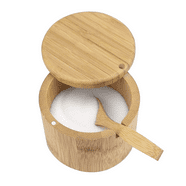 Premium Bamboo Salt Container, Salt Cellar with Magnetic Swivel Lid ...
