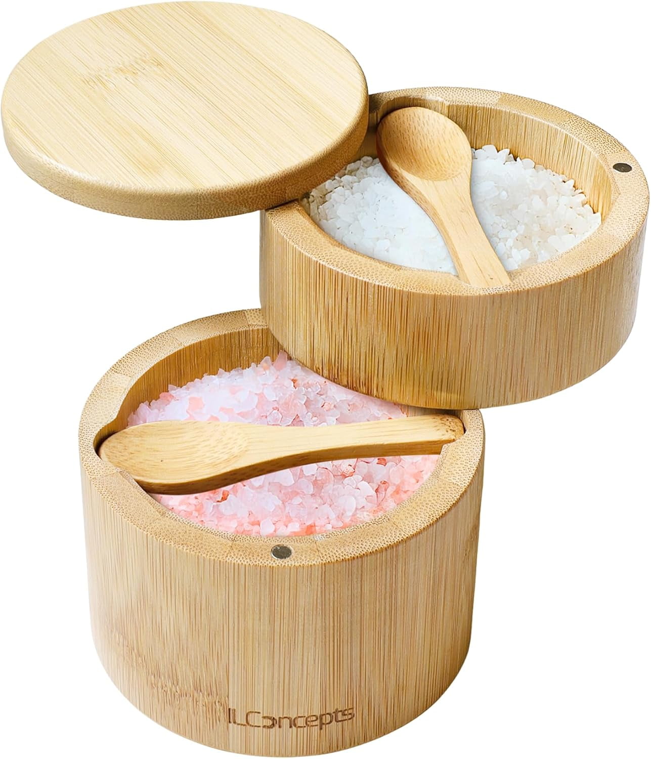 Bamboo Salt and Pepper Box, Bowl, Salt Cellar with Magnetic Swivel Lid ...