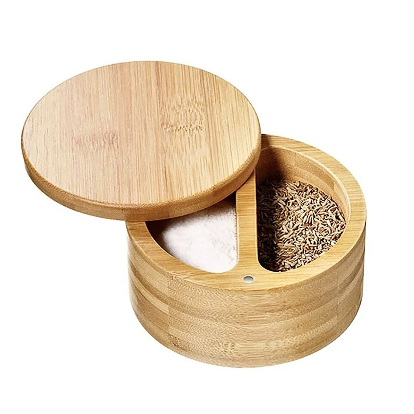 Bamboo Salt Shaker Seasoning Box with Magnetic Lock Twist Lid Built-in ...