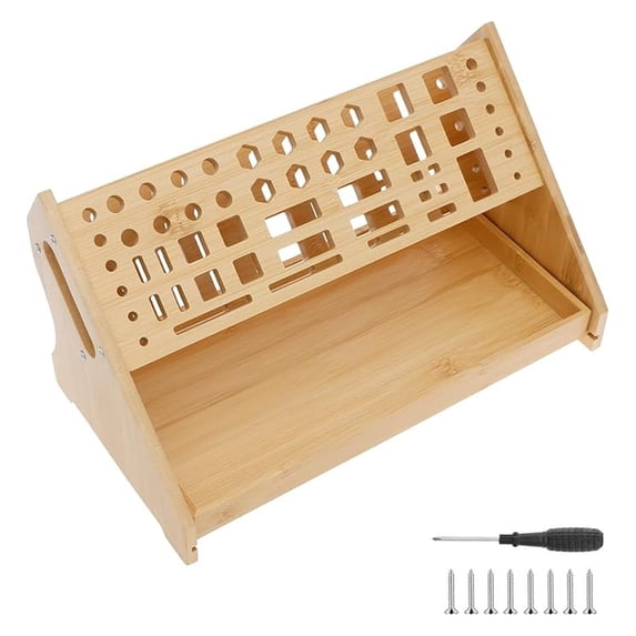 Bamboo Screwdriver Organizer Rack with Drawer - Tool Storage Holder for ...