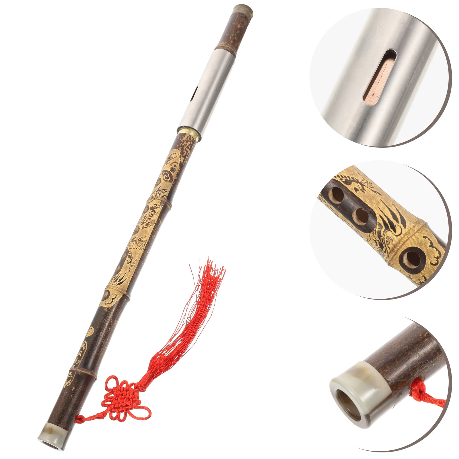 Bamboo Sculpture Wind Instrument Bawu Chinese F Key Flute Vertical Blow ...