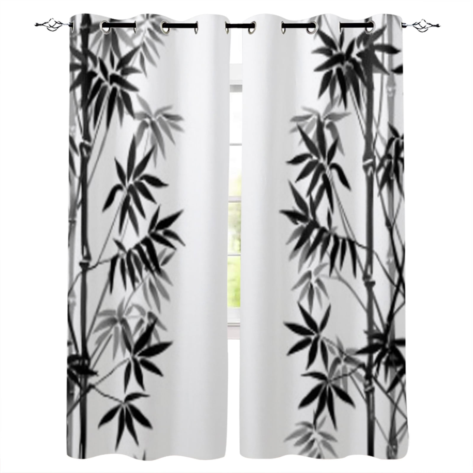 Bamboo Seamless Vertical Black White Window Curtain Home Living Room ...