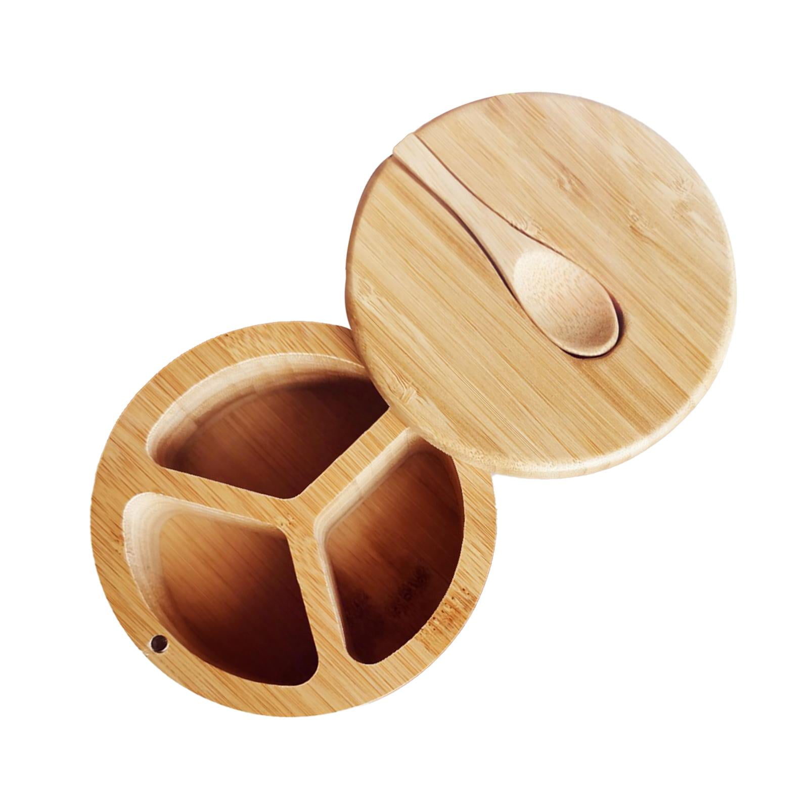 Bamboo Seasoning Container Picnicking Gadget Rotating Cover Holder ...