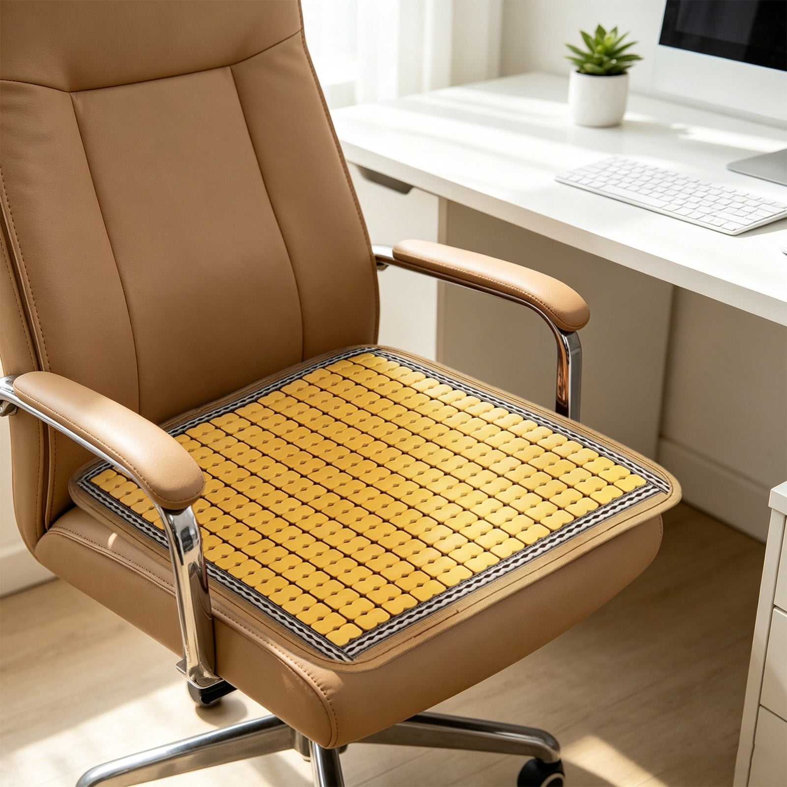 Bamboo Seat Cushion, Breathable Non Slip Chair Pad, Coolings Mat for ...