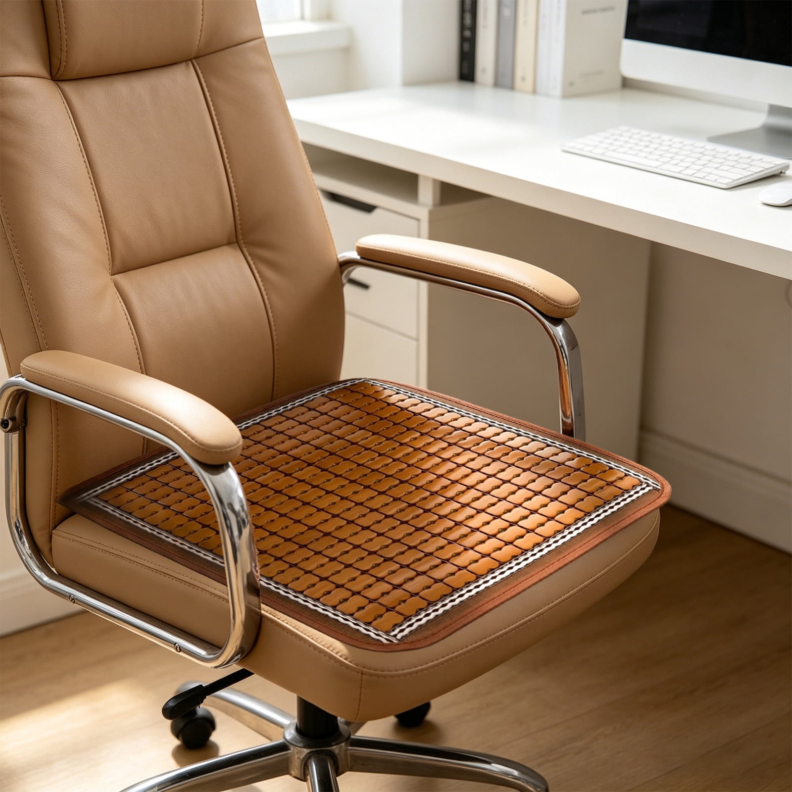 Bamboo Seat Cushion Cool Breathable Non Slip Chair Pad for Office Chair ...