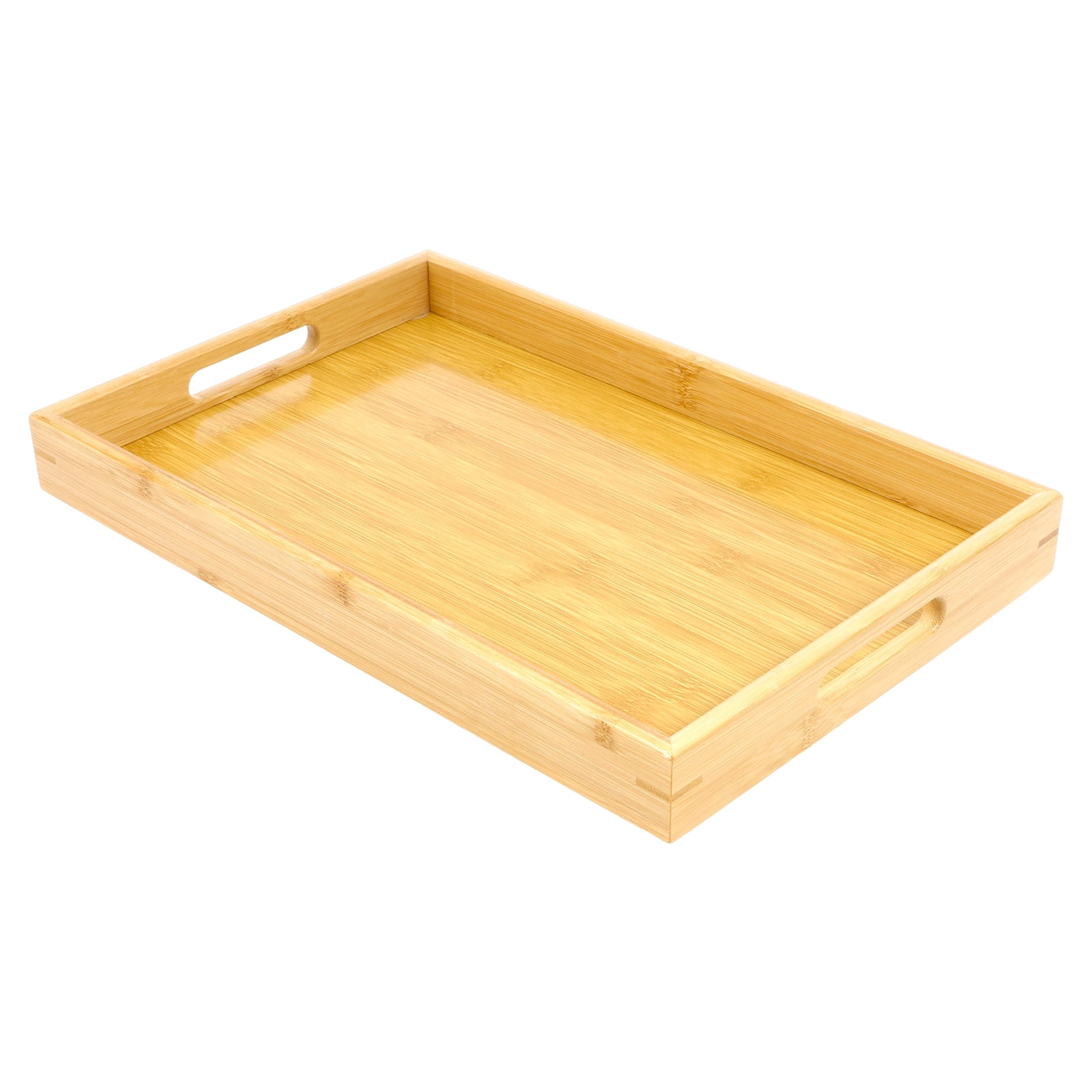 Bamboo Serving Tray with Handles Modern Serving Trays Platter Solid Bamboo Rectangle Decor ...